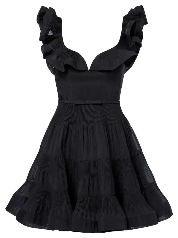 Zimmermann Pleated Ruffled Minidress - Black