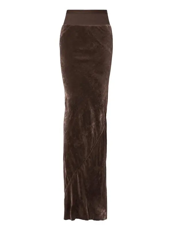 Rick Owens Coda Velvet Maxi Skirt - Brown