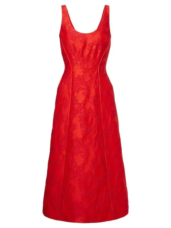 EMILIA WICKSTEAD Labrina Jacquard Bouclé Midi Dress - Red
