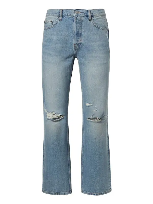 FRAME Relaxed Distressed Straight Jeans - Blue