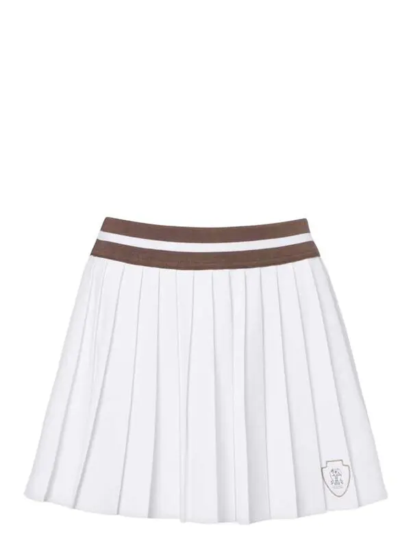 Brunello Cucinelli Pleated High-rise Poplin Skort - White