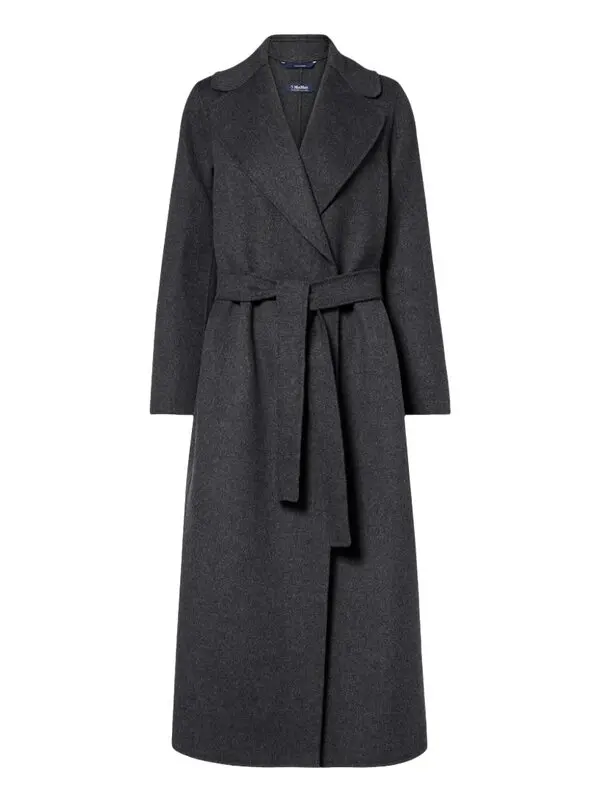 Max Mara Poldo Virgin Wool Wrap Coat - Grey
