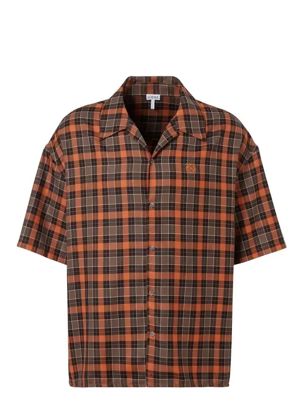 Loewe Anagram Plaid Bowling Shirt - Orange