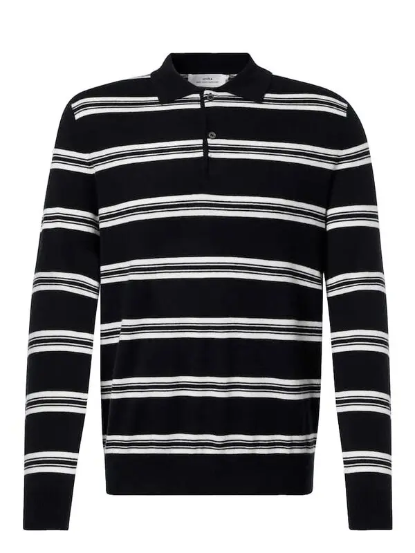 Arch4 Mr Swansea Striped Cashmere Polo Sweater - Black
