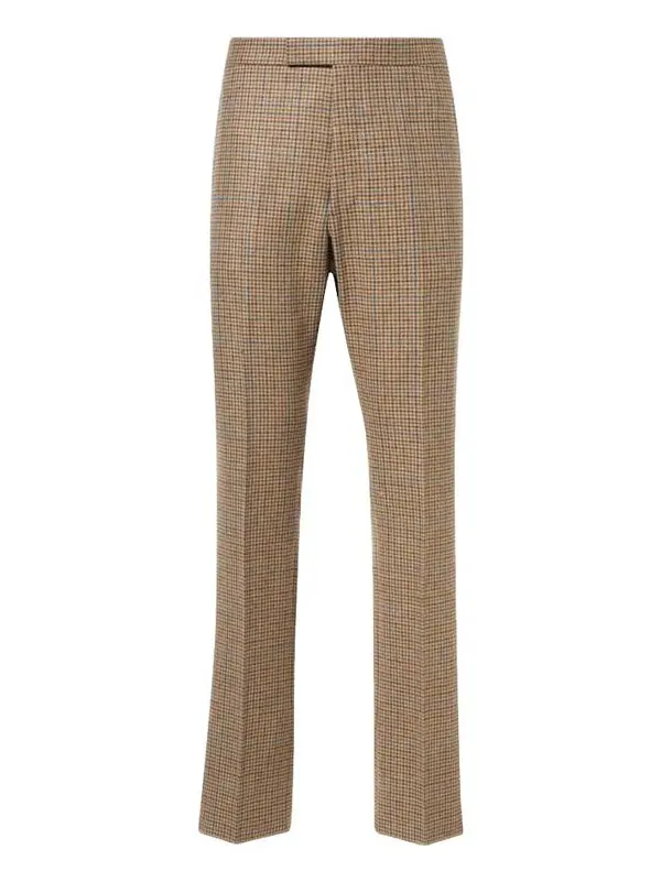 Thom Browne Houndstooth Wool Straight Trousers - Brown