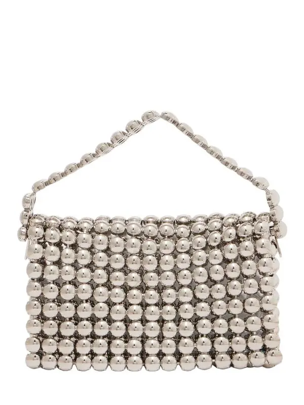 AQUAZZURA Cosmic Small Beaded Shoulder Bag - Silver