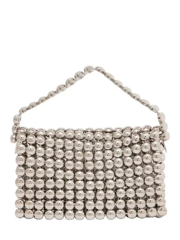 AQUAZZURA Cosmic Small Beaded Shoulder Bag - Silver