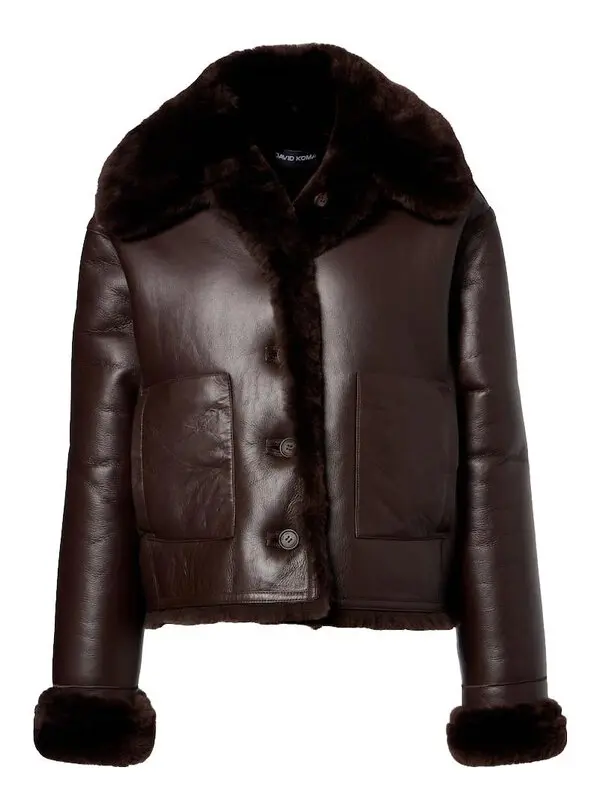 David Koma Reversible Shearling And Leather Jacket - Brown