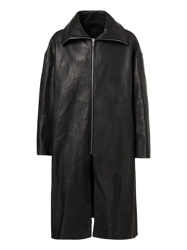 Rick Owens Leather Coat - Black