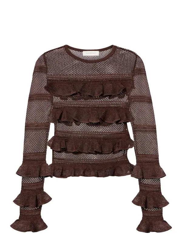 Zimmermann Hypnotic Ruffled Top - Brown