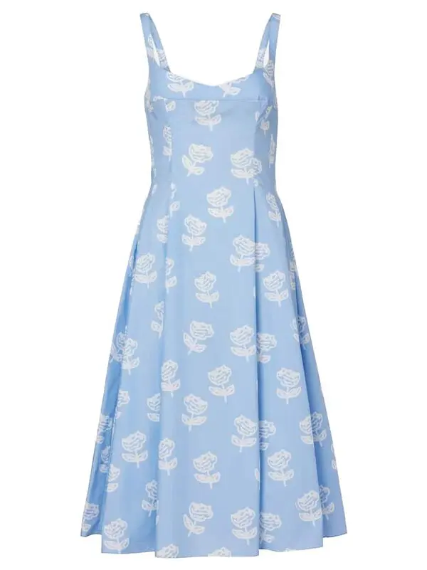 Marni Floral Cotton Midi Dress - Blue