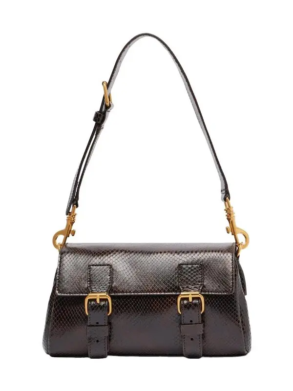 Dries Van Noten Croc-effect Leather Shoulder Bag - Brown