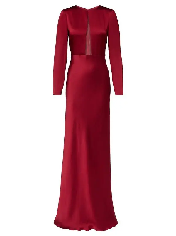 Max Mara Bird Satin Maxi Dress - Red