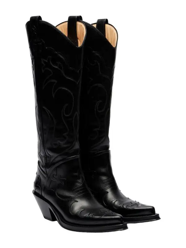 Gabriela Hearst Capitana Leather Cowboy Boots - Black