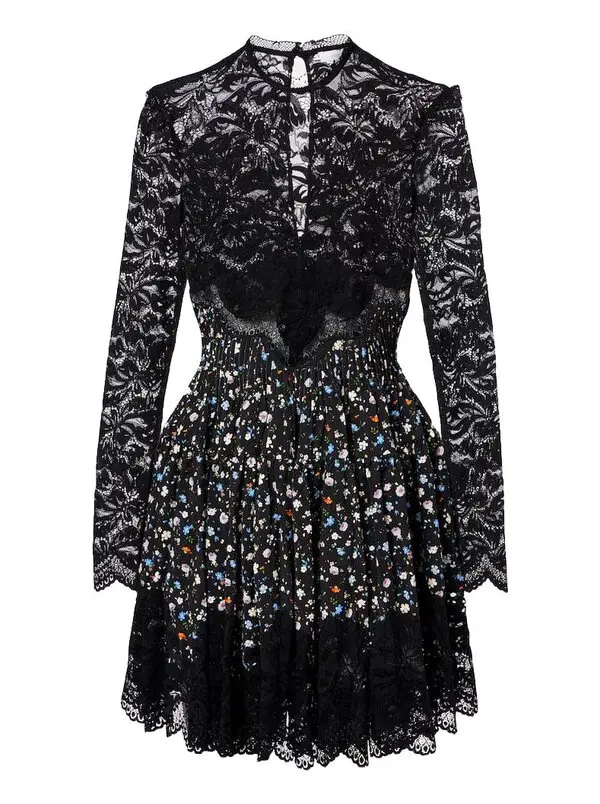 Rabanne Floral Lace Minidress - Black