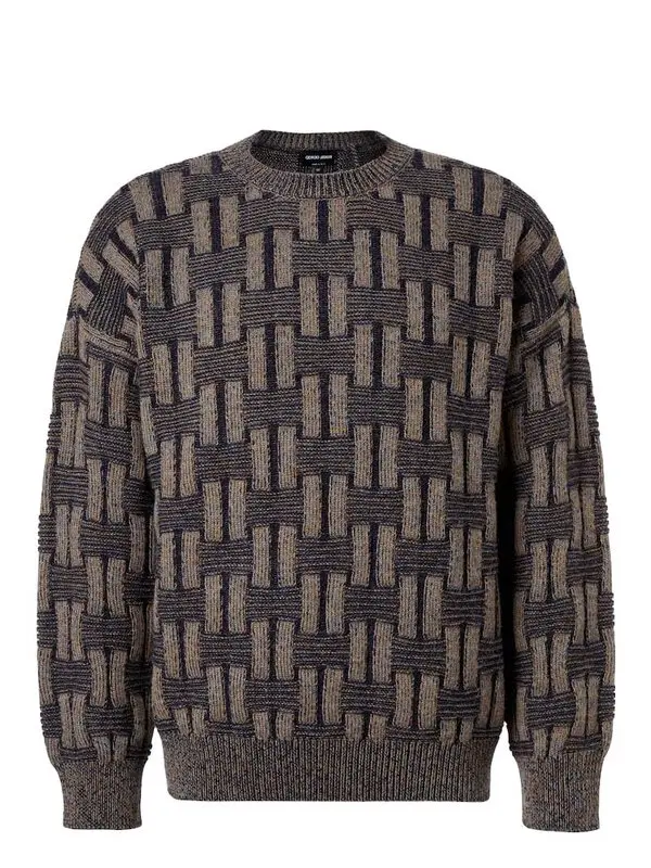 Giorgio Armani Basketweave-knit Camel Hair Sweater - Brown