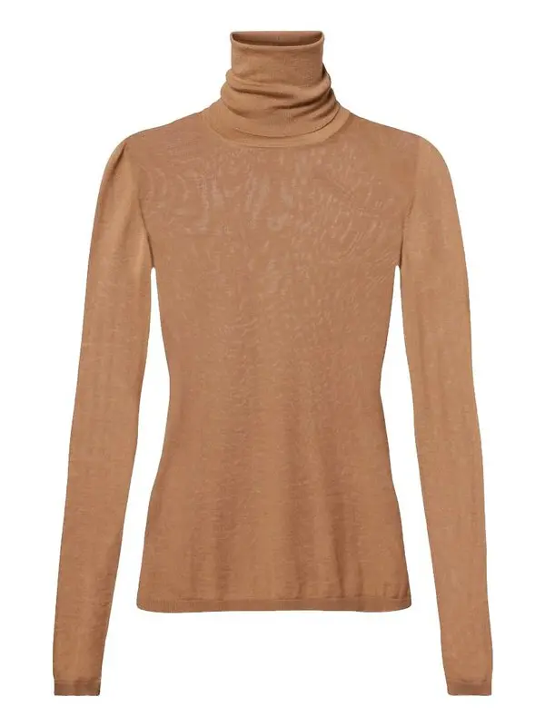 Max Mara Saluto Virgin Wool Turtleneck Sweater - Beige