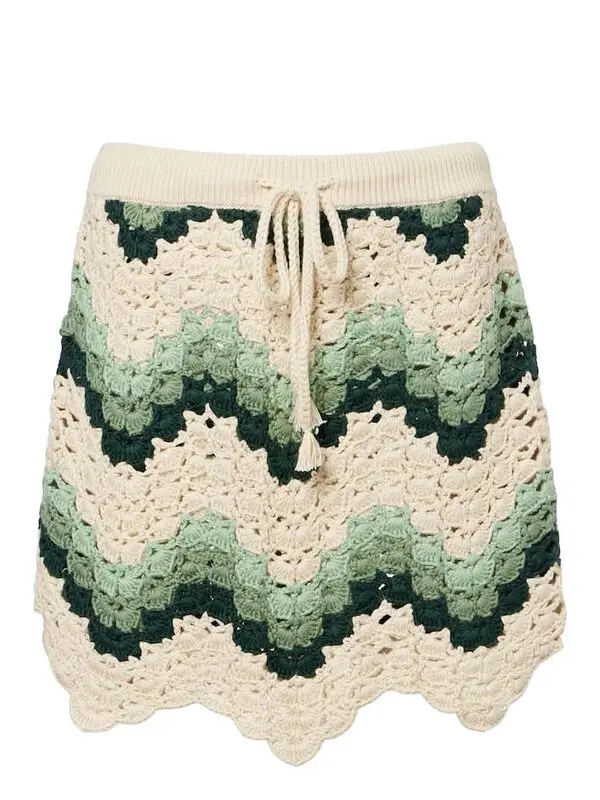The Upside Tidal Hali Crochet Miniskirt - Beige