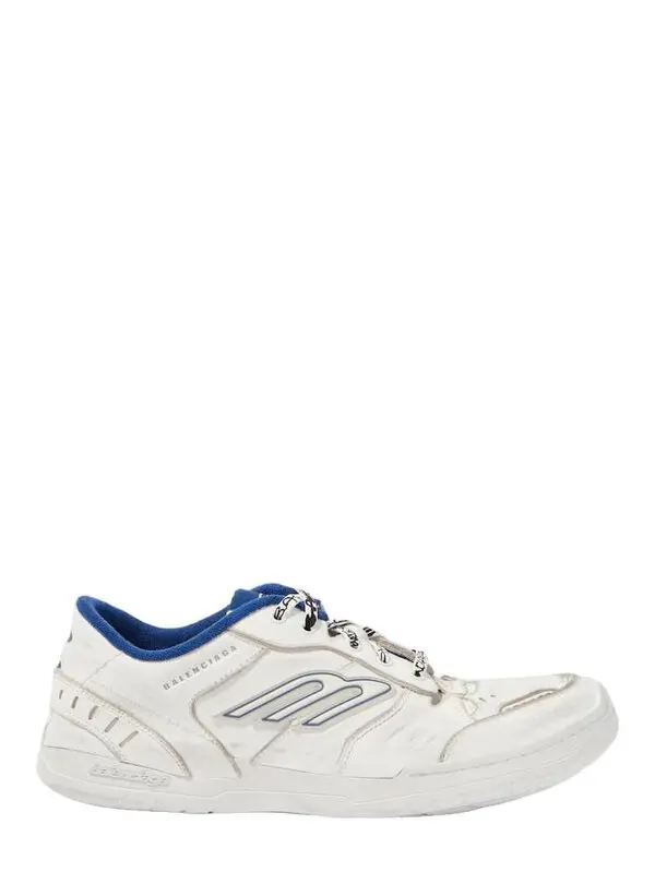 Balenciaga Hamptons Distressed Leather Sneakers - White