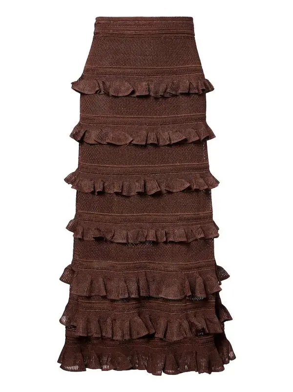 Zimmermann Hypnotic Ruffled Maxi Skirt - Brown