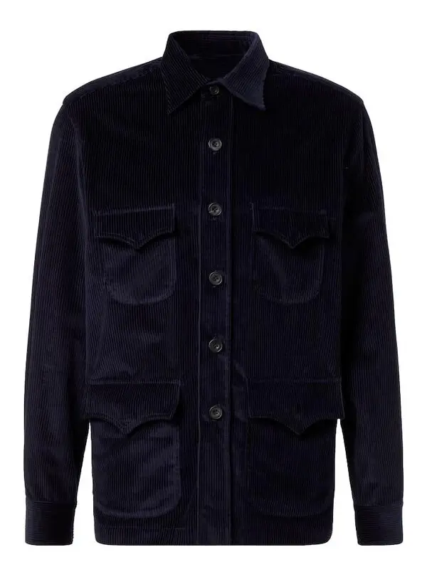 Rubinacci Cotton Corduroy Western Shirt - Blue