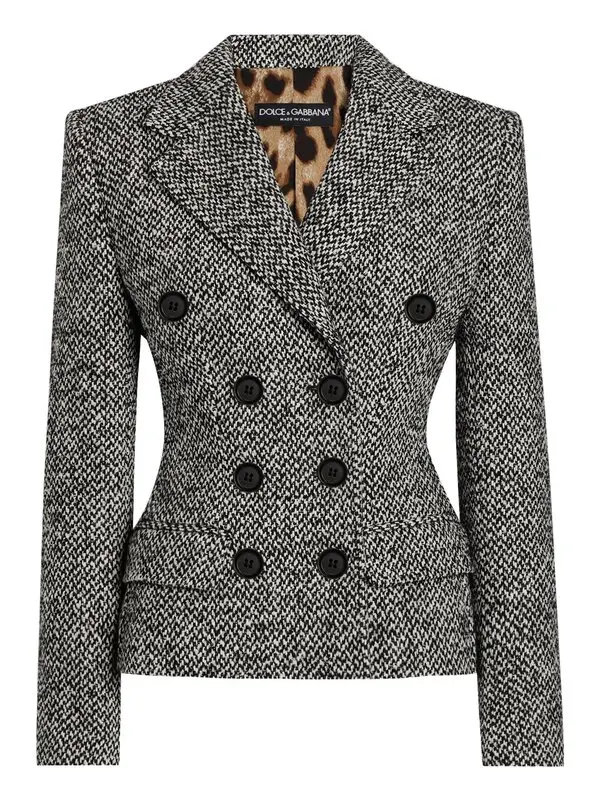 Dolce & Gabbana Dotted Print Double-breasted Wool Blend Jacket - Multicolor
