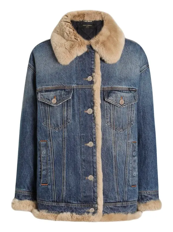 Dolce & Gabbana Denim Jacket With Fur Lining - Multicolor