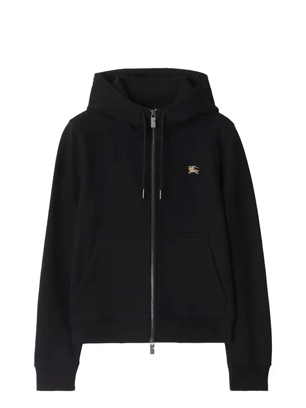 Burberry Cotton Knight Stamp Hoodie - Black