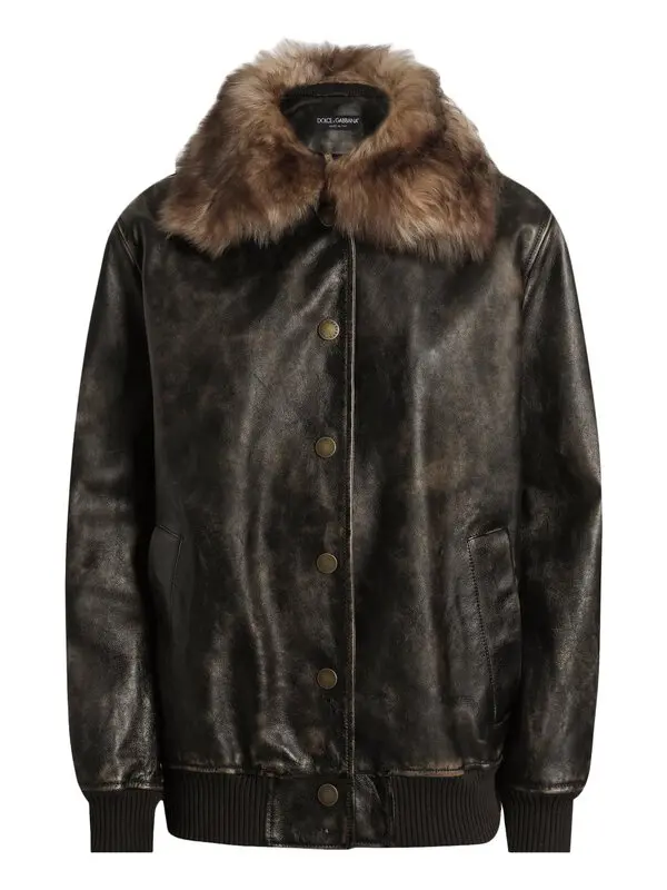 Dolce & Gabbana Nappa Leather Bomber Jacket - Multicolor