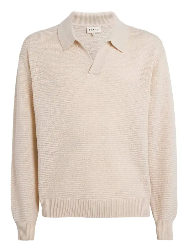 FRAME Wool-silk Open Collar Sweatshirt - Ivory