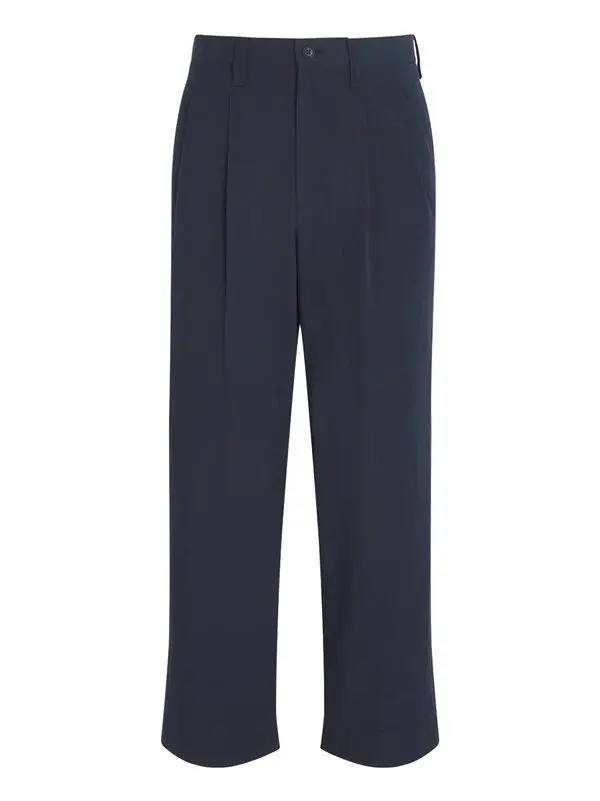 Issey Miyake Organic Cotton Pleated Trousers - Navy