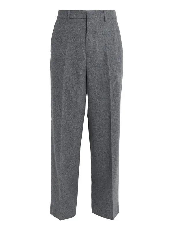 Ami Wide-leg Wool Trousers - Grey