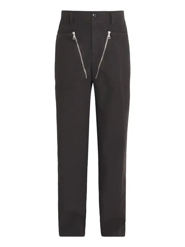 Dries Van Noten Cotton Trousers With Zip Detail - Brown