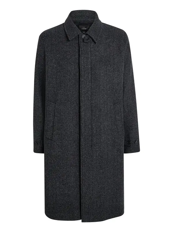 Vince Wool-blend Herringbone Longline Coat - Grey