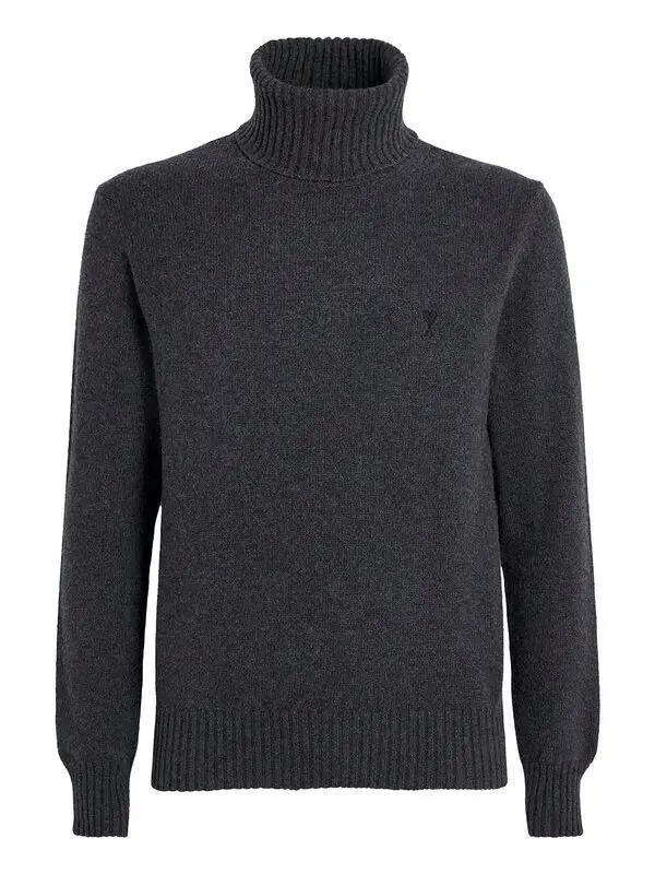 Ami Cashmere-wool Rollneck Sweater - Black