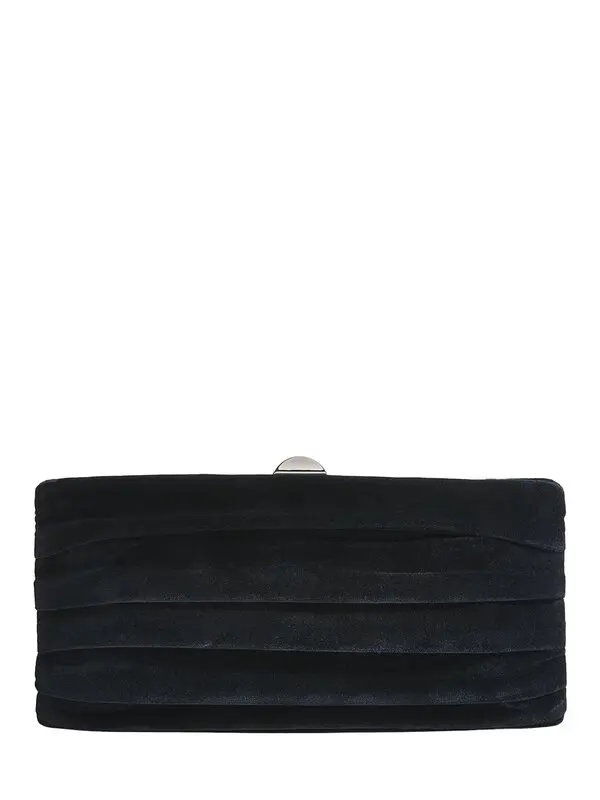 Rodo Velvet Plissé Clutch - Navy