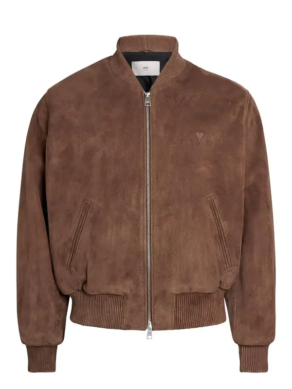 Ami Suede Bomber Jacket - Brown