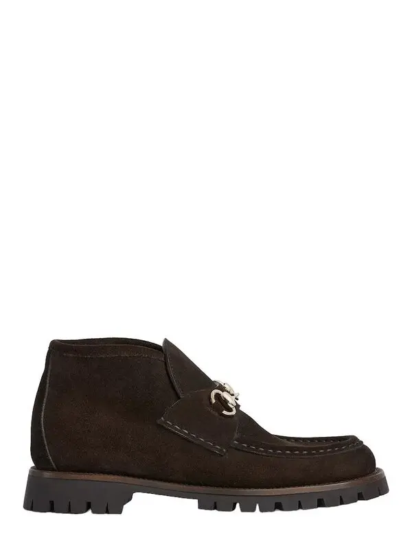 Gucci Horsebit Suede Ankle Boot - Brown