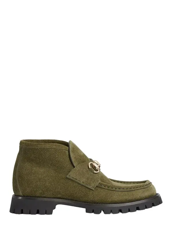 Gucci Horsebit Suede Ankle Boots - Green