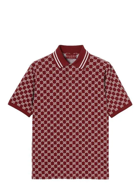Gucci Gg Cotton Piquet Jacquard Polo Shirt - Red