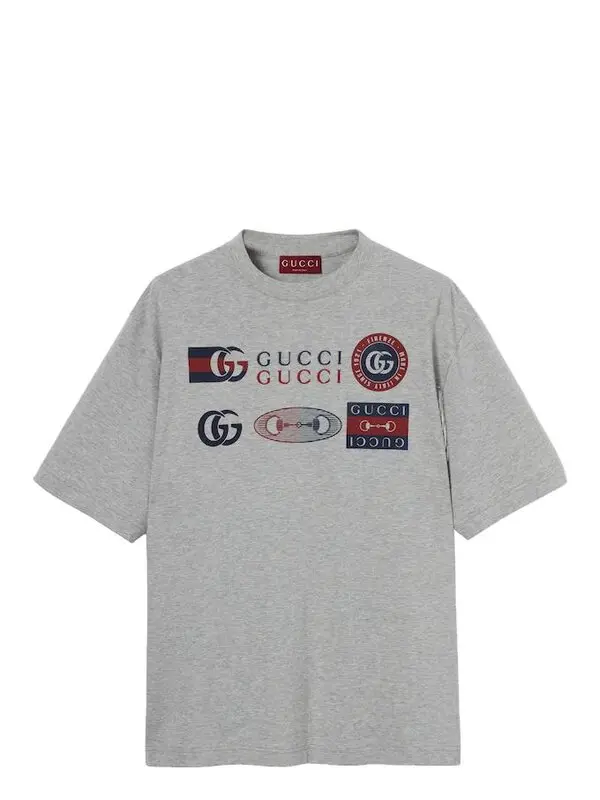 Gucci Printed Cotton Jersey T-shirt - Grey