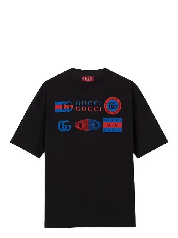 Gucci Printed Cotton Jersey T-shirt - Black