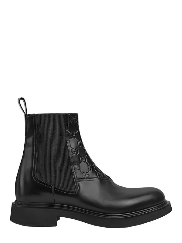 Gucci Ankle Boot With Gg Detail - Black