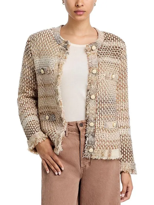 Veronica Beard Sariyah Knit Jacket - Desert Khaki Multi