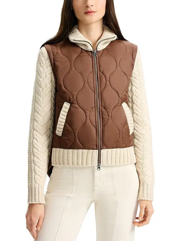 Veronica Beard Patra Mixed Media Jacket - Mocha/heat