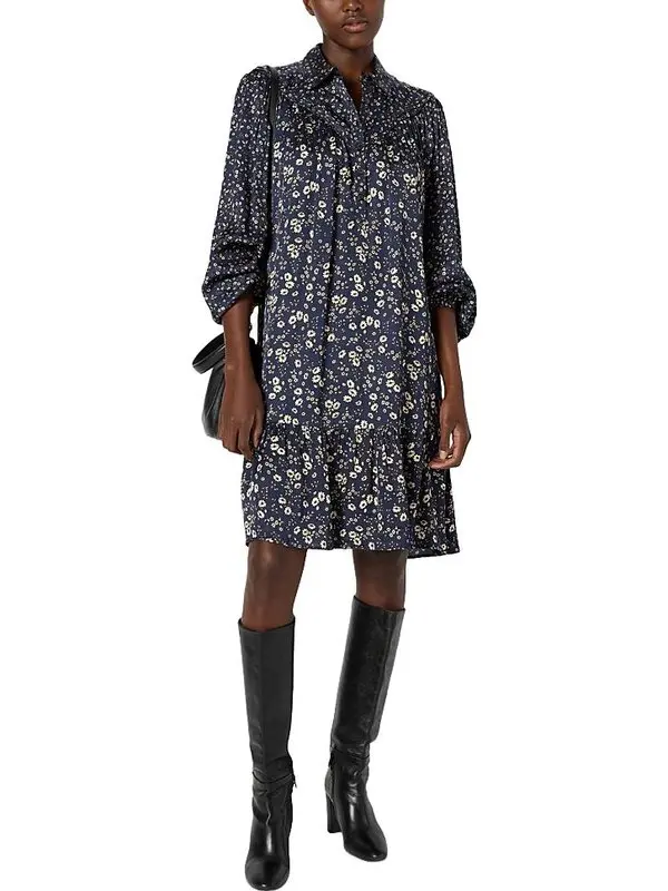 Gerard Darel Leana Floral Print Dress - Navy