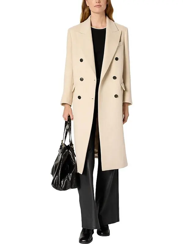 Gerard Darel Moira Double Breasted Coat - Natural