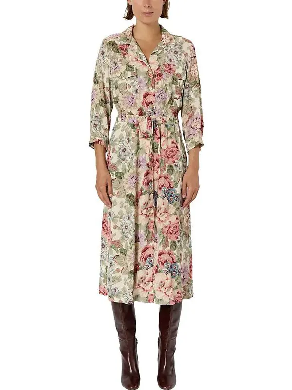 Gerard Darel Lian Floral Viscose Dress - Natural