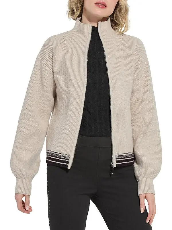 Lyssé Blythe Zip Up Rib Sweater - Extra Beige