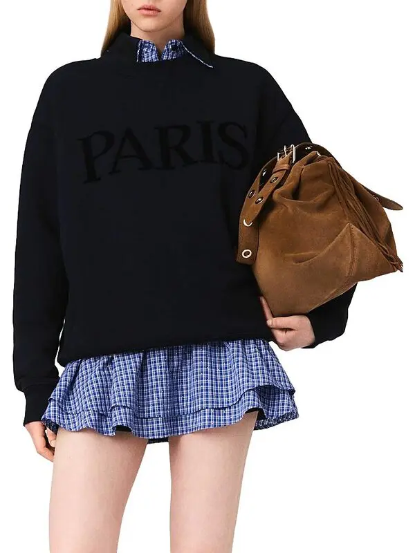 Maje Paris Logo Embossed Sweatshirt - Navy